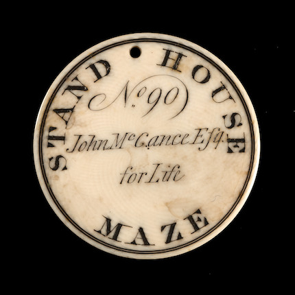 Bonhams : A Georgian ivory scrimshawed race token