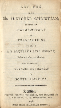 Bonhams : CHRISTIAN (FLETCHER) Letters from Mr. Fletcher Christian ...