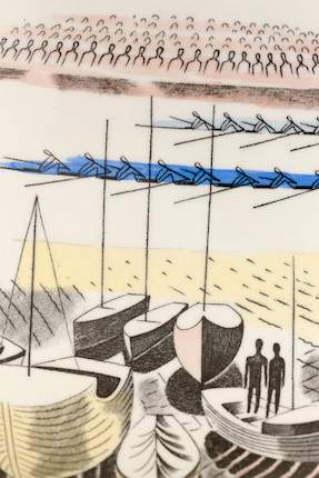 Bonhams : A large earthenware 'Boat Race Day' bowl, designed by Eric ...