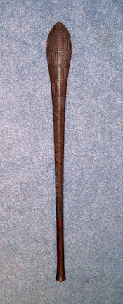 Bonhams : A carved war club, 'akau tau Tonga 108cm long