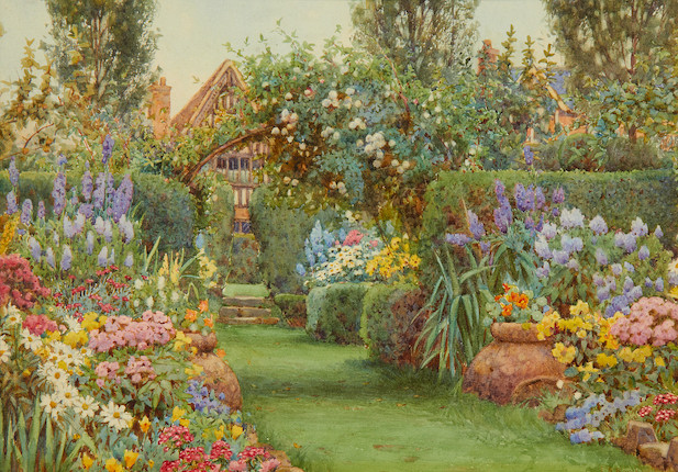 Bonhams : Ernest Arthur Rowe (British, 1863-1922) 'A Rusthall Garden'