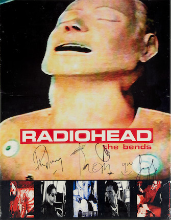 Bonhams : Radiohead An autographed poster and CD insert,