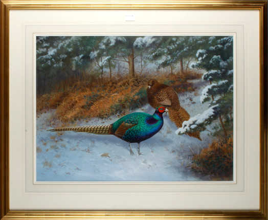 Bonhams : Richard Robjent (British, born 1937) Two pheasants; two ...