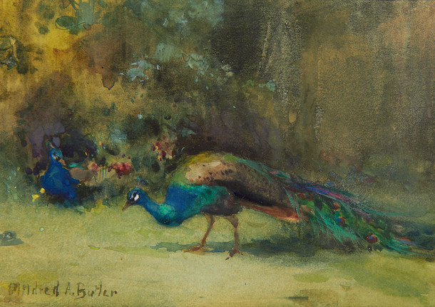 Bonhams : Mildred Anne Butler (Irish, 1858-1941) Peacocks at Kilmurry