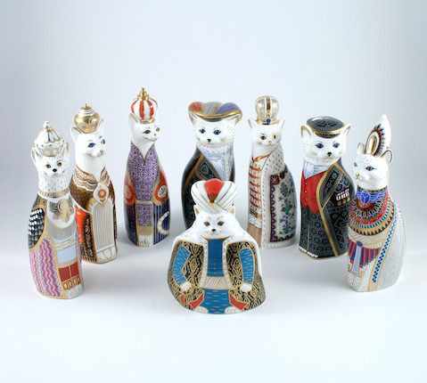 Bonhams : A collection of Royal Crown Derby 'Royal Cats' figures