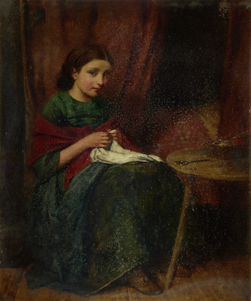 Bonhams : Edward John Cobbett (British, 1815-1899) Little seamstress
