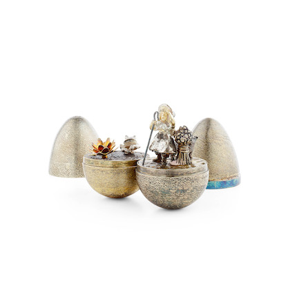 Bonhams : Stuart Devlin Two silver gilt surprise eggs the first London ...