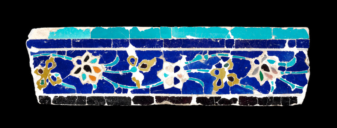 Bonhams : A Timurid mosaic pottery Tile Fragment Samarkand, late 14th ...
