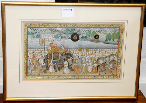 Bonhams : Seven Indian modern pictures; native rulers in procession and ...