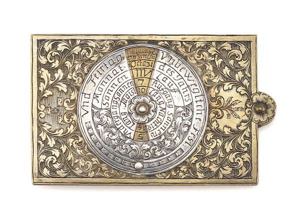 Bonhams : A brass, silver and ivory perpetual calendar and aide-memoire ...