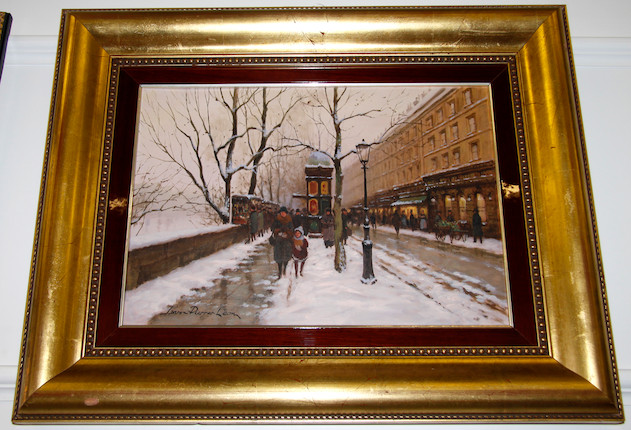 Bonhams : Jean Pierre Leon (French, 20th century) Winter by the Seine ...