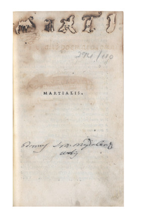 Bonhams : MARTIALIS (MARCUS VALERIUS) Epigrammata, colophon Venice ...