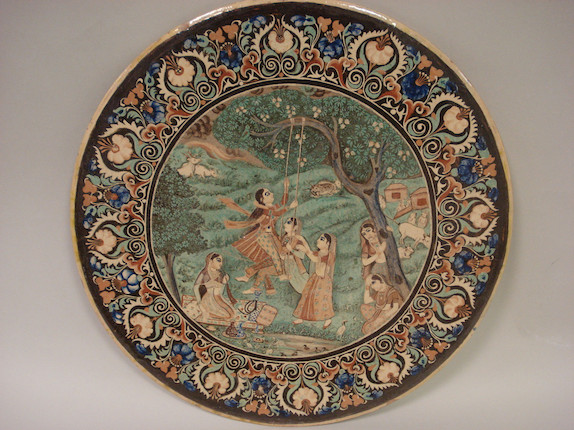 Bonhams : A 19th century Indian pottery plaque