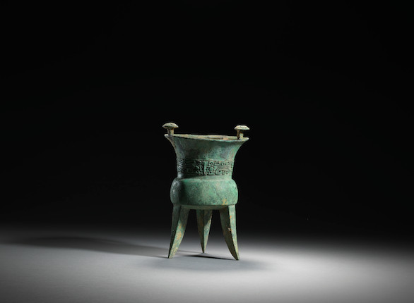 Bonhams : A rare archaic bronze ritual wine vessel, jia Mid Shang ...