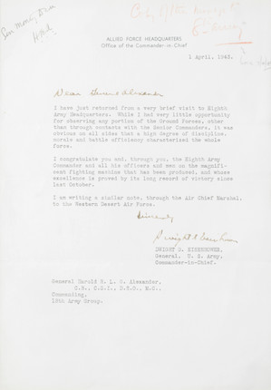 Bonhams : EISENHOWER (DWIGHT D.) Typed letter signed, as Commander-in ...
