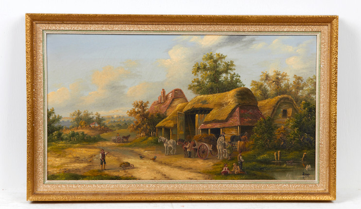 Bonhams : Edwina Lara ((British, 19th Century)) Farmyard scene with ...