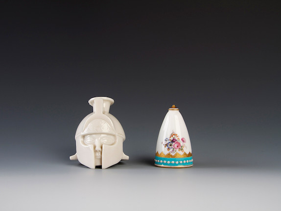 Bonhams : A Royal Worcester Helmet inkwell and a Minton snuffer, late ...