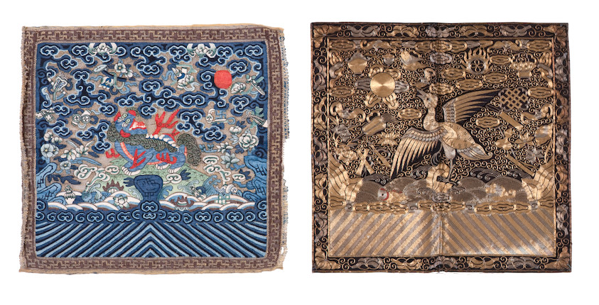 Bonhams : Three pairs of mandarin squares and two single examples ...