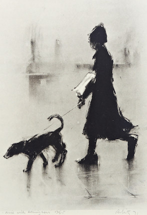 Bonhams : Harold Riley (British, born 1934) Young girl on the pavement ...