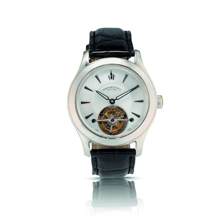 Bonhams : Shanghai Watch. A fine and rare limited edition 18ct white ...