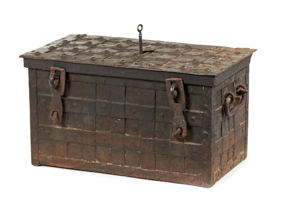 Bonhams : A 17th century and later iron and iron-bound strong box, or ...