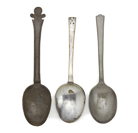 Bonhams : A William & Mary unusual trifid-end pewter spoon, circa 1690