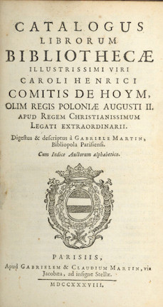 Bonhams : SALE CATALOGUE - HOYM LIBRARY Catalogus librorum bibliothecae ...