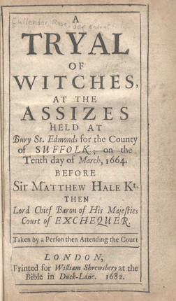 Bonhams : TRIALS - WITCHES, 1682 A Tryal of Witches at the Assizes Held ...