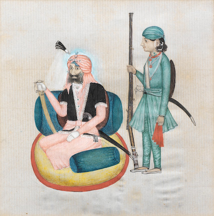 Bonhams : Twelve paintings depicting Sikh and Punjab figures, including ...