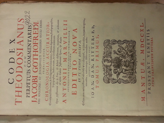 Bonhams : GODEFROY (JACQUES) and ANTOINE MARVILLE Codex Theodosianus, 6 ...