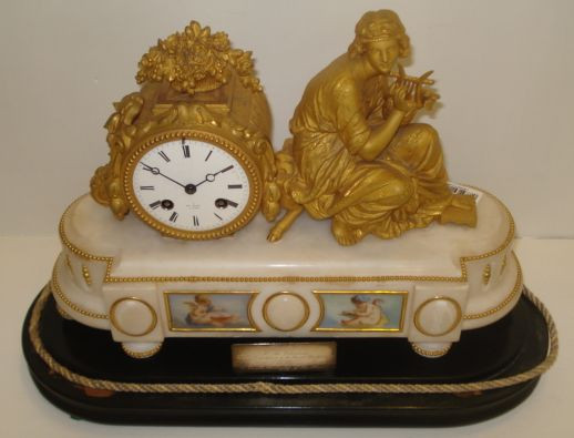 Bonhams : A French white marble gilt metal mounted mantel clock, circa ...