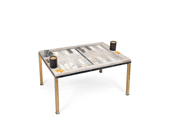 Bonhams : A specimen marble and brass backgammon/coffee table ...