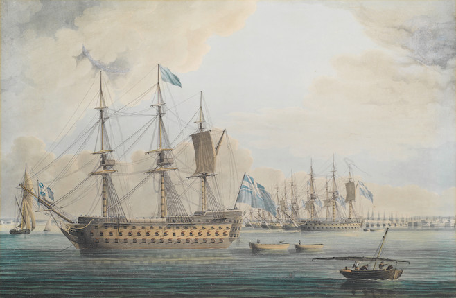 Bonhams : Thomas Buttersworth (British, 1768-1828) Lord Vincent's Fleet ...