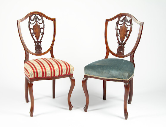Bonhams : A harlequin set of sixteen 20th Century mahogany shield back ...