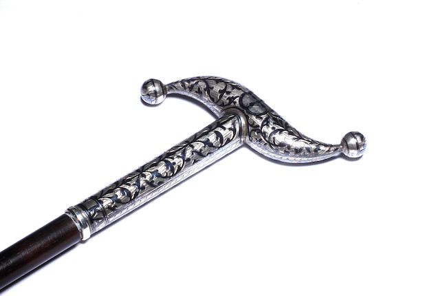 Bonhams A Late 19th Century Russian Silver And Niello Mounted Cane