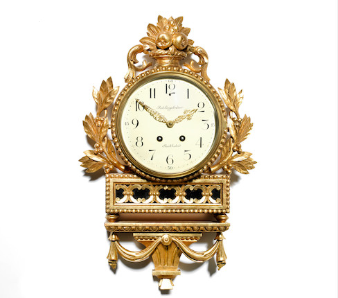 Bonhams : A Swedish giltwood wall clock the dial signed Rob. Engstrom ...