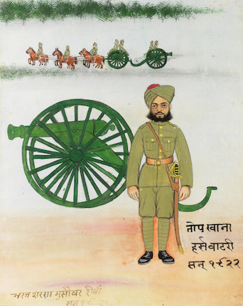 Bonhams : Four studies of Indian army soldiers a trooper on horseback ...
