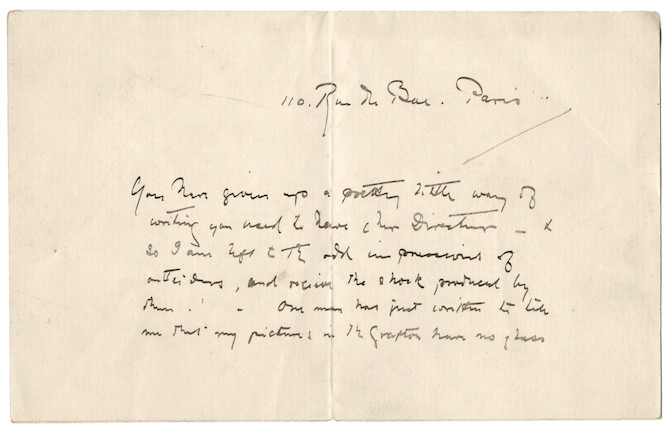 Bonhams : WHISTLER (JAMES ABBOTT McNEILL) Autograph letter signed with ...