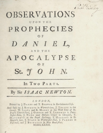 Bonhams : NEWTON (ISAAC) Observations upon the Prophecies of Daniel ...