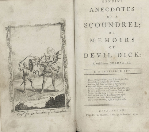 Bonhams : DEFOE (DANIEL) Genuine Anecdotes of a Scoundrel; Or, Memoirs ...