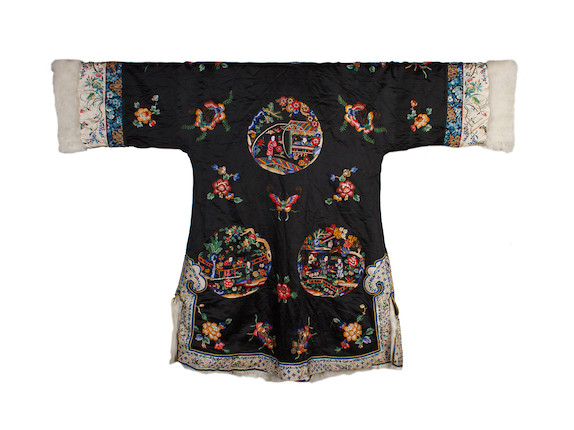 Bonhams : A fur-lined embroidered Chinese robe, 20th century