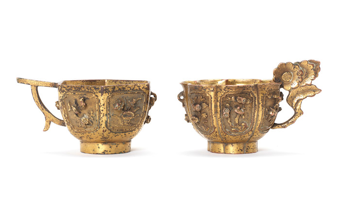Bonhams : Two small gilt-copper cups 17th century