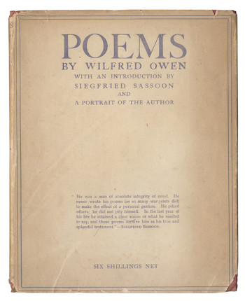 Bonhams : WILFRED OWEN Poems... with an Introduction by Siegfried Sassoon, first edition, Chatto ...