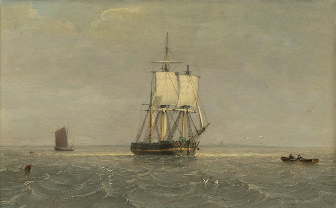 Bonhams : John Ward of Hull (British, 1798-1849) Sailing in choppy seas ...