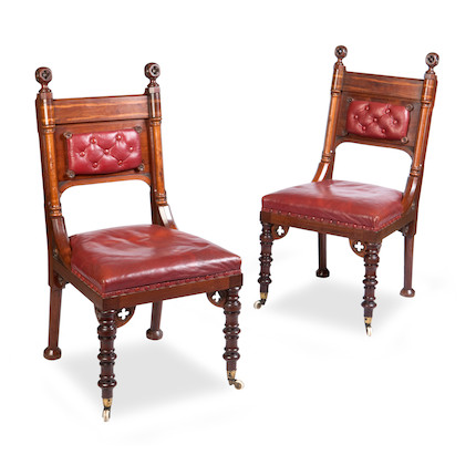 Bonhams : In the manner of E W Godwin A set of four mahogany and pitch ...