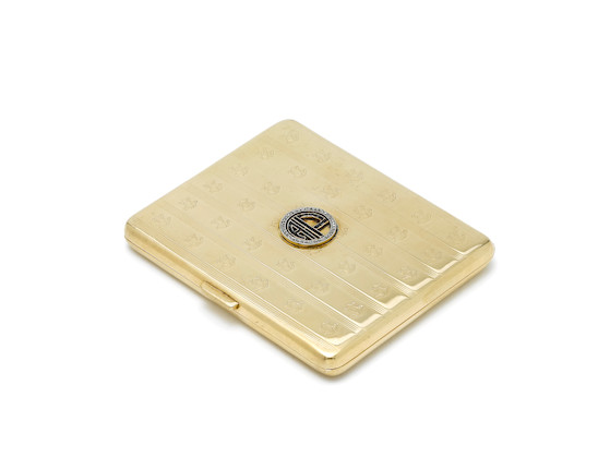 Bonhams : ART DECO A 9 carat gold, gemstone-set and enamelled cigarette ...
