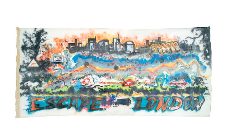 Bonhams : The Clash A large stage backdrop created on the Radio Clash ...