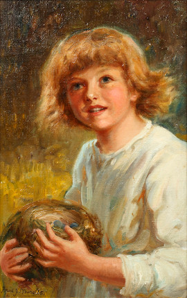 Bonhams : Frederick James Knowles (British, born 1874) Boy holding a ...