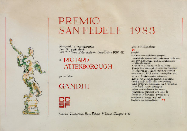 Bonhams : Gandhi a Premio San Fedele Award and corresponding ...