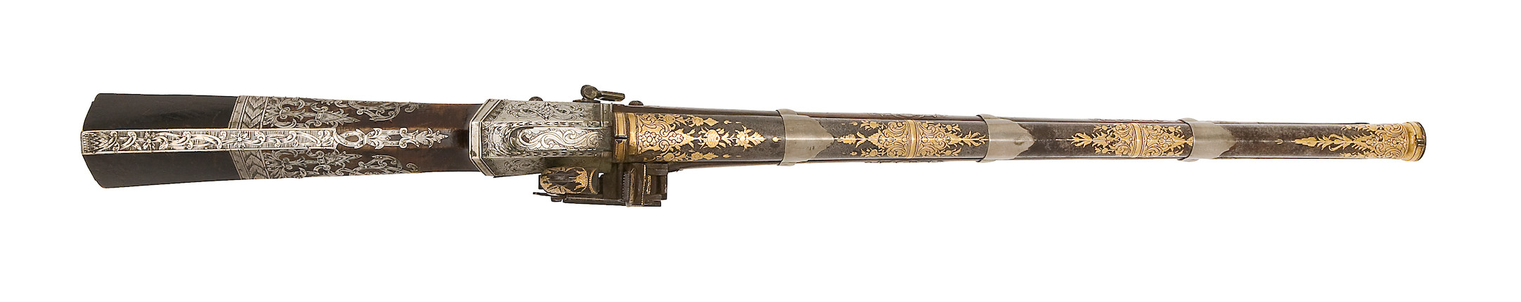 Bonhams : A Rare Turkish 32-Bore Silver-Mounted Miquelet-Lock Gun ...